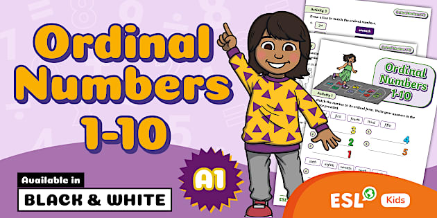 ESL Ordinal Numbers 1-10 Worksheet {Kids}