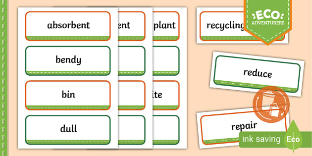 Year 1 Waste: Vocabulary Cards (teacher made) - Twinkl