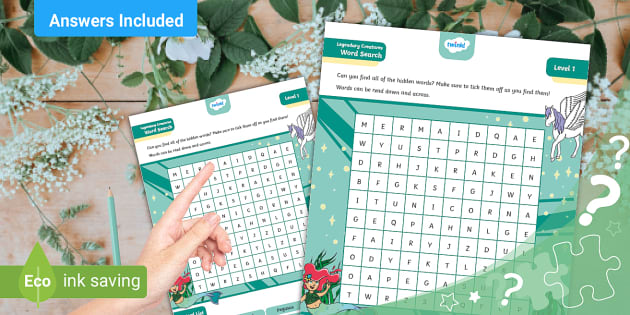 Legendary Creatures Word Search - L1 - Twinkl - Kids Puzzles