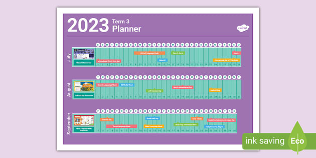 2023 New Zealand Term Three Events and Calendar Planner