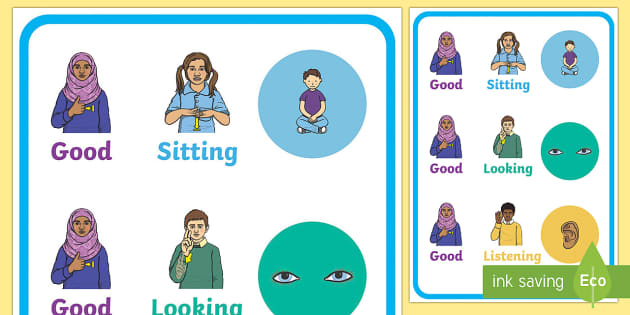 British Sign Language Good Sitting Looking Display Posters Pack