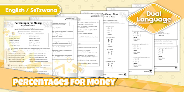Grade 7 Maths - Term 3 - Percentages for Money Activity Sheet - Tn/Eng