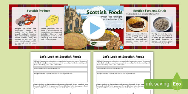 British Food Fortnight Scottish Foods PowerPoint and Worksheets Pack