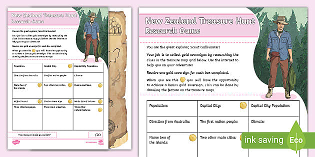 New Zealand Treasure Hunt Research Game (teacher made)
