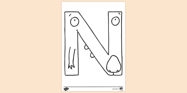 N Colouring Page | Colouring Sheets (teacher made) - Twinkl