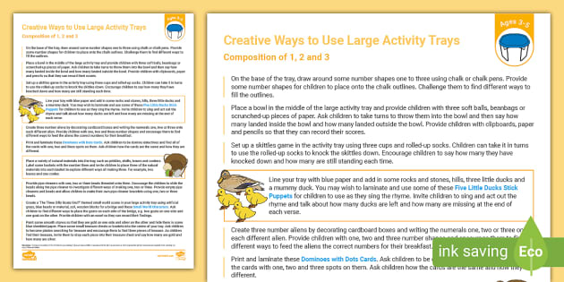 EYFS Ways to Use Large Activity Trays: Composition 1, 2 & 3