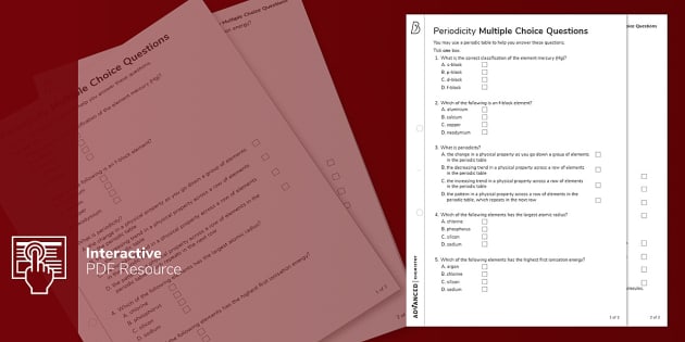 A Level Chemistry Periodicity Multiple Choice Questions