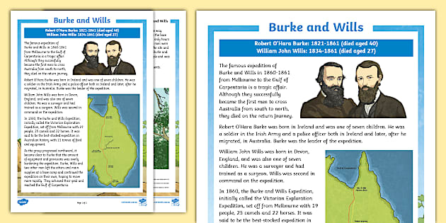 Australian Early Inland Explorers: Burke and Wills Fact File