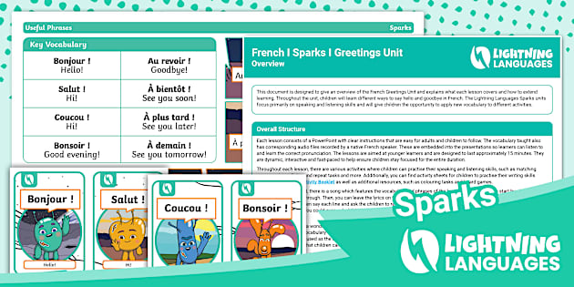 👉 Lightning Languages | French | Sparks | Greetings Adult Pack
