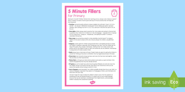 5 Minute Fillers for Primary KS1 - 5 Minute Fillers for Primary NQTs ...