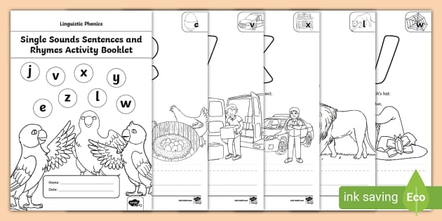 Linguistic Phonics Rhymes j, e, v, x, l, w, y, z Booklet