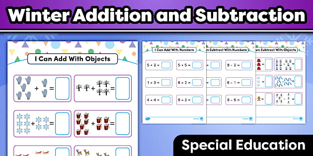Winter Addition and Subtraction Worksheets