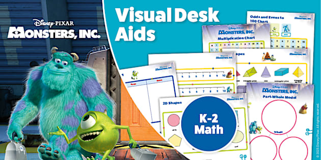 Monsters, Inc.: Math Visual Support Desk Aids for K-2nd
