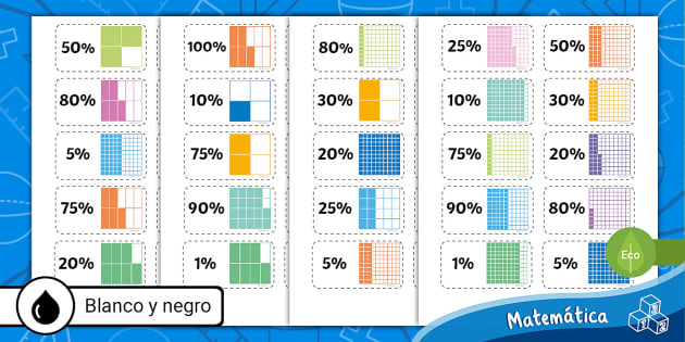 Dominó juegos porcentajes representar por ciento decimales