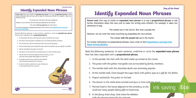 Day of the Dead: Noun Phrases with Prepositions Activity