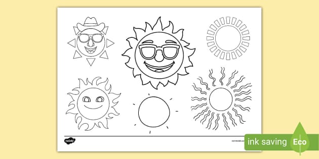 Sun Doodle Colouring Page (teacher made) - Twinkl