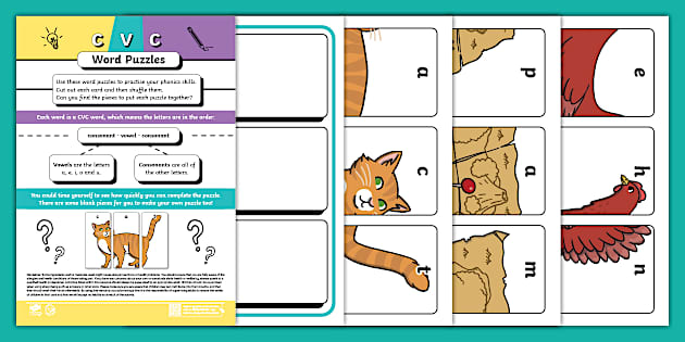 Word Puzzles: CVC Words (teacher made) - Twinkl