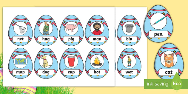 CVC Mixed Words Easter Egg Matching Activity (teacher made)