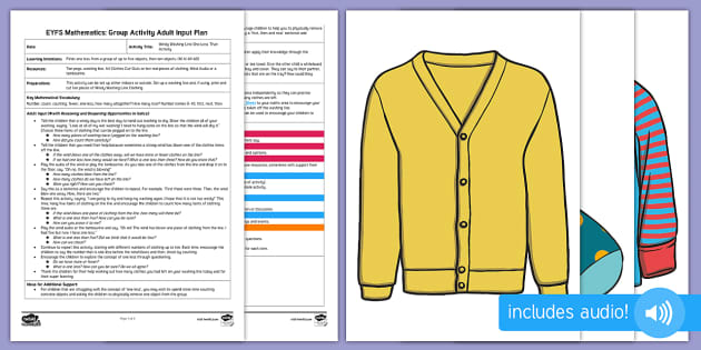 EYFS Maths: Windy Washing Line One Less Than Group Activity Adult Input ...