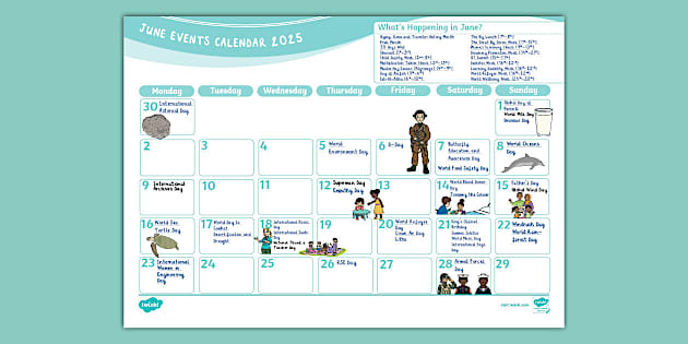 June Events Calendar (2025) (Lehrer gemacht) - Twinkl