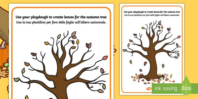 Autumn Tree Playdough Mat English/Italian - Autumn Tree Playdough Mat
