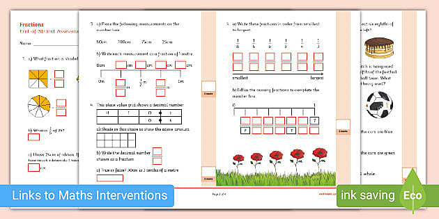 👉 Year 3 Fractions End-of-Strand Assessment - Twinkl
