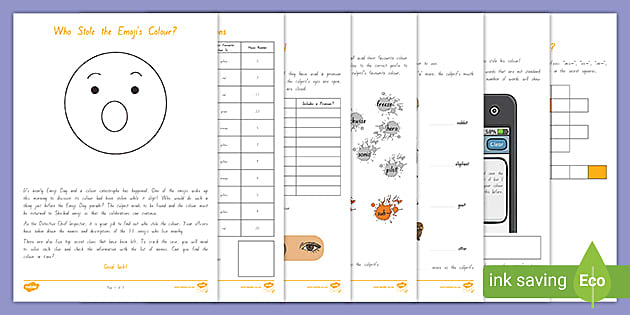 😊 Who Stole the Emoji's Colour? Literacy Mystery Game