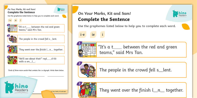 Level 5a On Your Marks, Kit and Sam!: Complete the Sentence