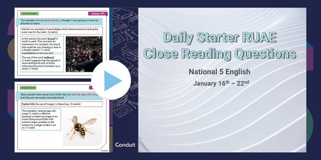National 5 Daily RUAE Close Reading Questions Jan 16th-22nd
