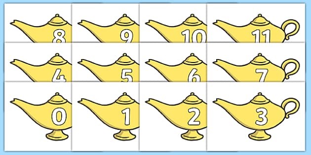 0 to 20 on Aladdin's Lamp Cut-Outs (teacher made) - Twinkl