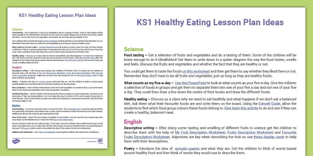 Teacher made Healthy Eating Lesson Plans KS1 teacher Made 