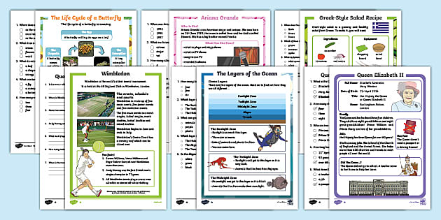 KS1 June Reading Comprehension Activity Pack Age 5-7