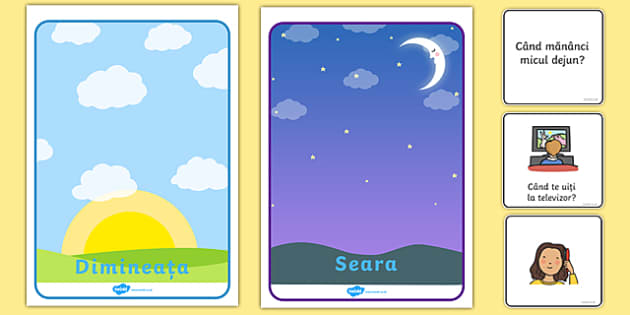 Dimineața și seara, - Activitate de sortare (teacher made)
