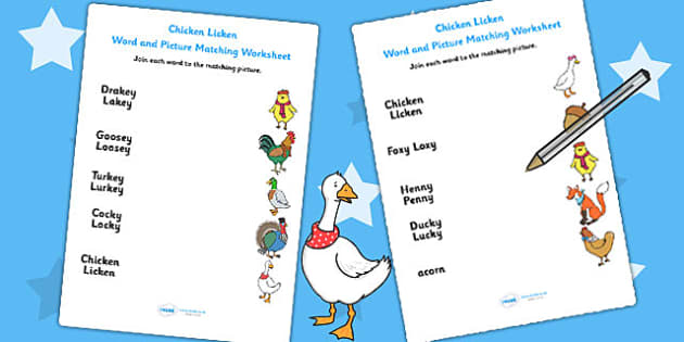 Chicken Licken Word and Picture Match (teacher made)