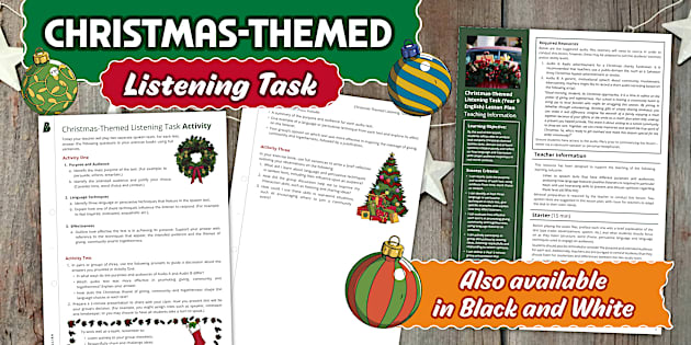 Christmas-Themed Listening Task (Year 9 English) Lesson Pack