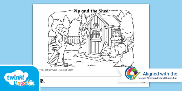Pip and the Shed Colouring Page (professor feito) - Twinkl