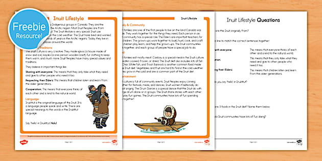 Inuit Lifestyle Primary Reading Comprehension - Twinkl