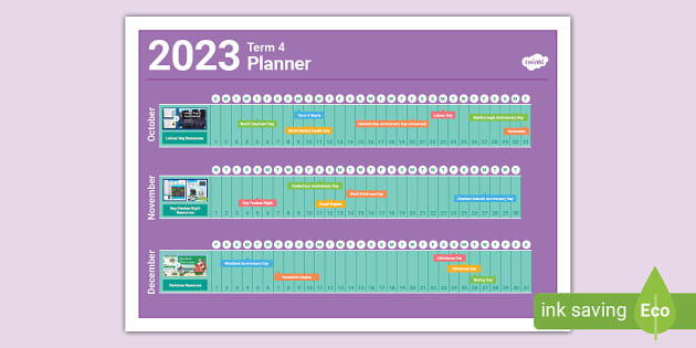 2023 New Zealand Term Four Events and Calendar Planner