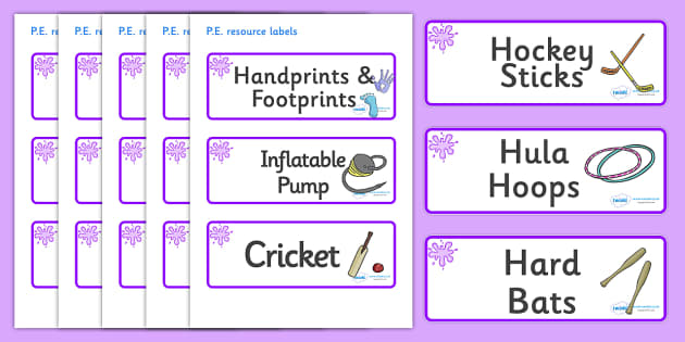 FREE! - Purple Themed Editable PE Resource Labels - Twinkl