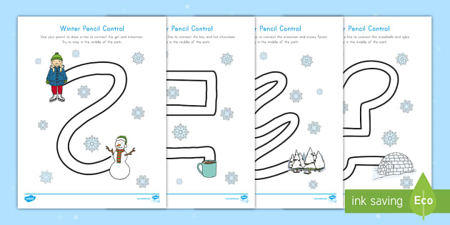 Winter Pencil Control Sheets Teacher Made Twinkl