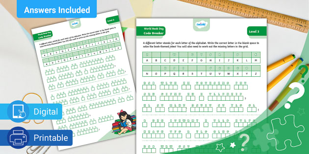 FREE! - World Book Day Secret Code Breaker - L3 - Twinkl Puzzled
