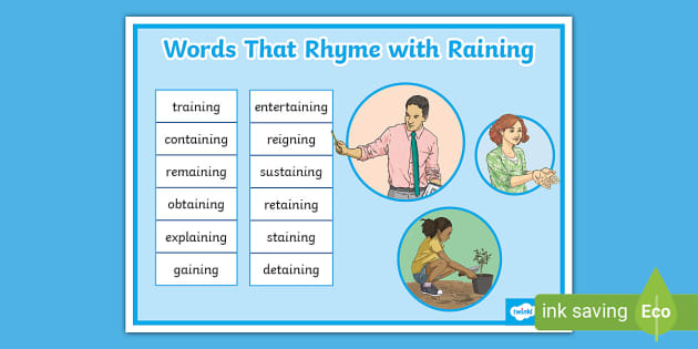 Words That Rhyme with Raining Word Mat - Twinkl