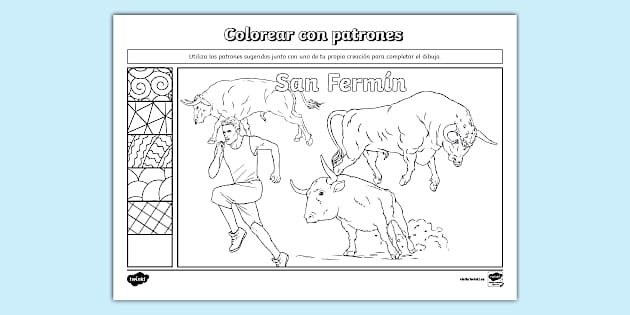 Ficha de actividad: Colorear con patrones - San Fermín