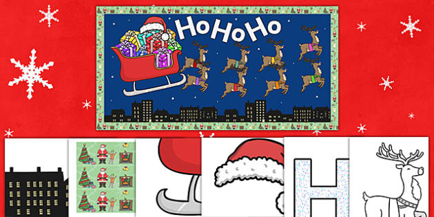 Santa Sleigh And Reindeer Display Pack - Christmas