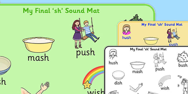 Final 'Sh' Sound Word Mat (teacher made) - Twinkl