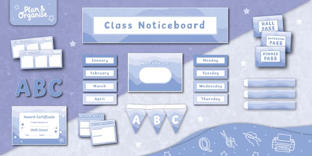 FREE! - Classroom Display Pack | Calming Blue Waves - Twinkl