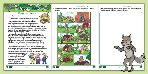 Organize a História - Os 3 Porquinhos {História popular}