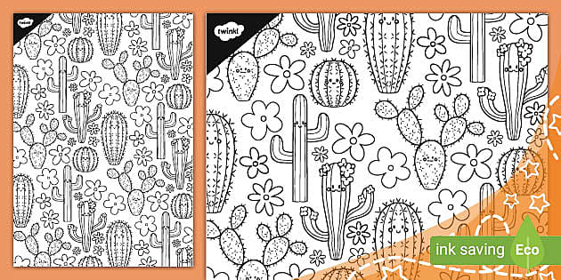 Cacti Pattern Doodle Colouring Sheet (teacher made) - Twinkl