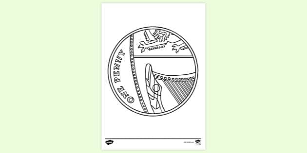1 Pence Colouring Page | Money Colouring Sheet - Twinkl