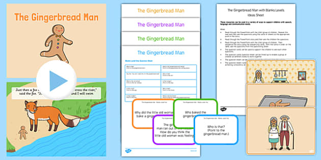 The Gingerbread Man with Blanks Levels Questions - Twinkl